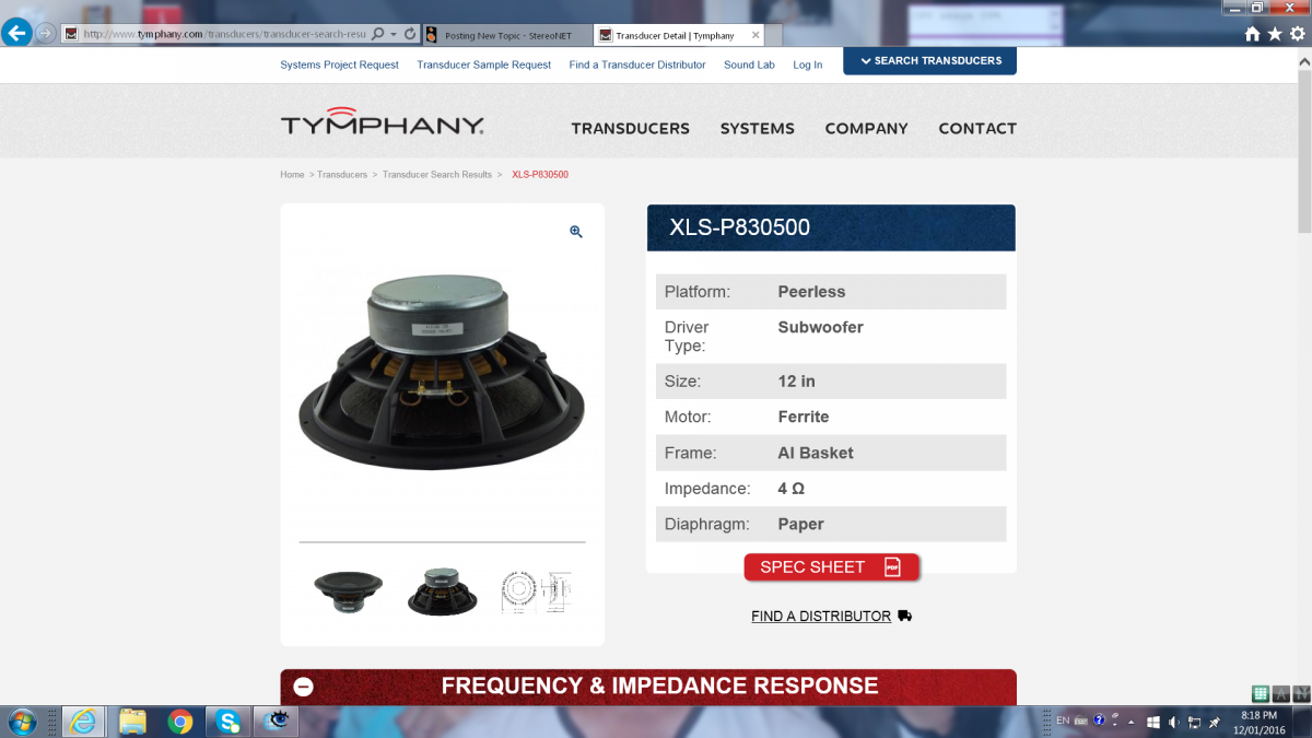 FS: Peerless XLS 830500 12" subwoofer driver - Stereo, Home Cinema ...