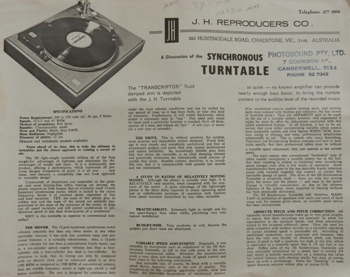 Some info about JH Reproducers and Sansui 1050/2050 arms - Turntables ...