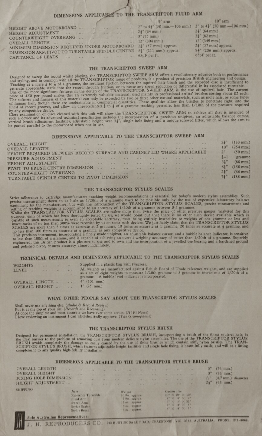Some info about JH Reproducers and Sansui 1050/2050 arms - Turntables ...
