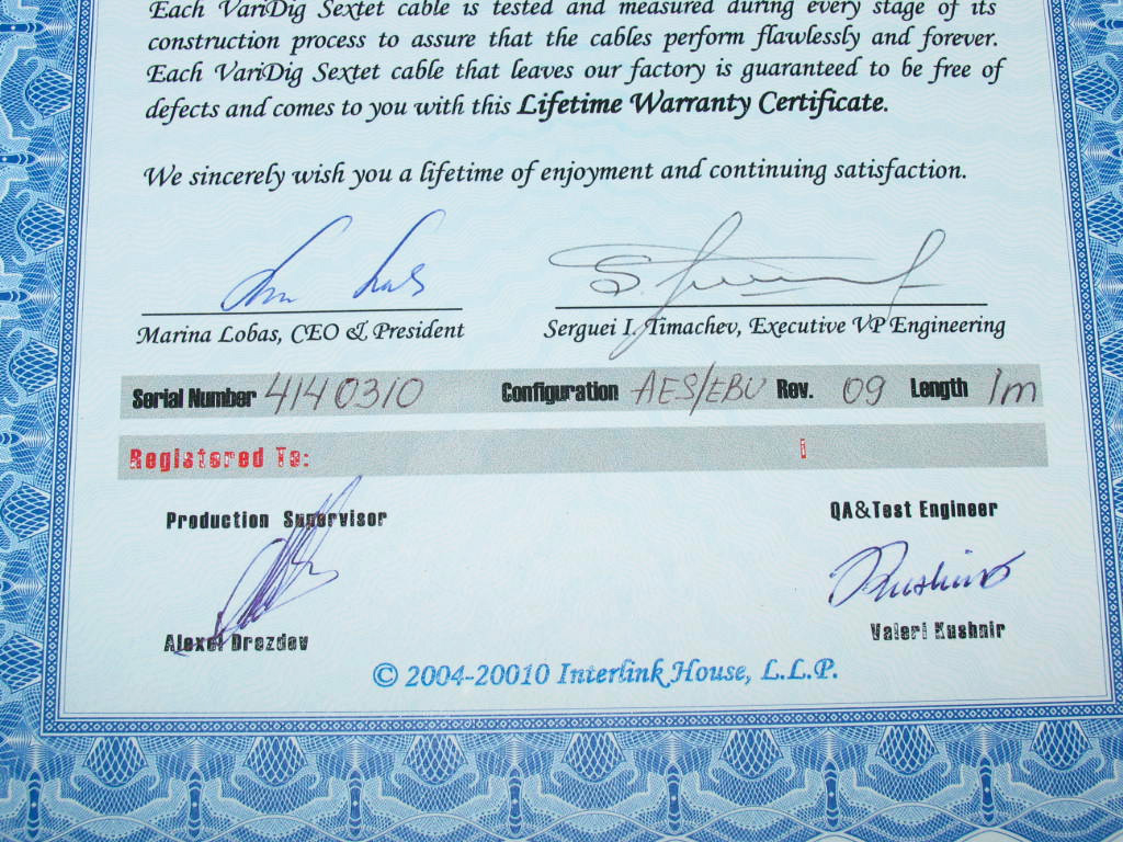 FS: Stealth Varidig Sextet Rev 09 AES/EBU 1 metre digital interconnect ...