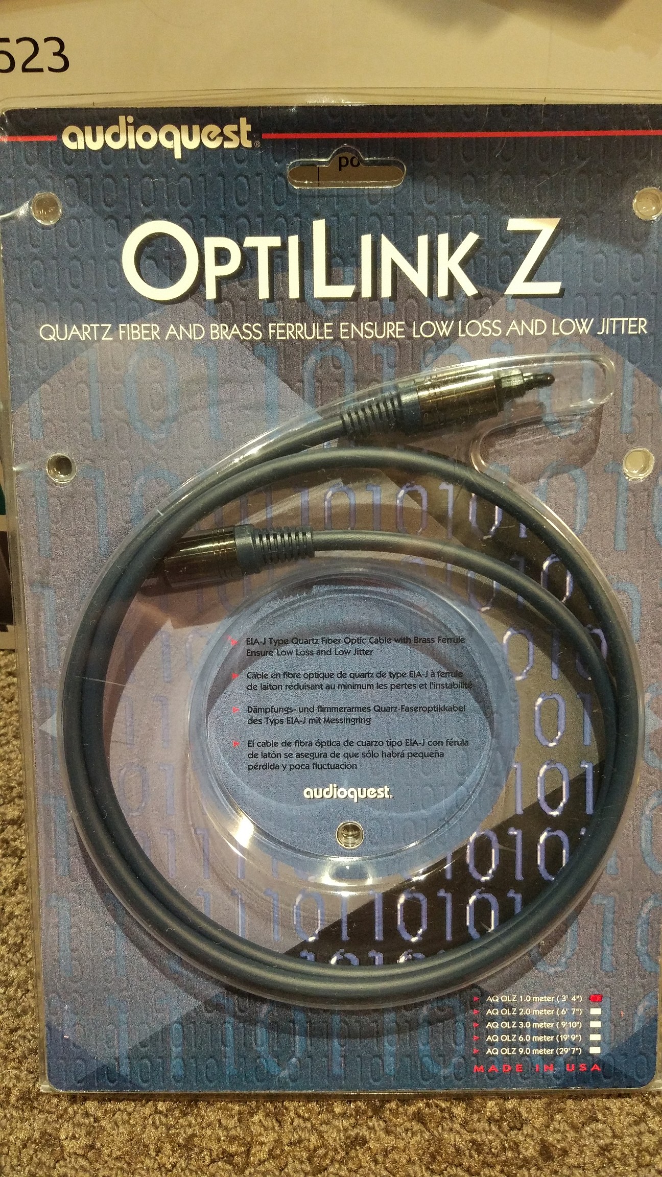 SOLD: FS: Audioquest Optilink Z Toslink Optical Fibre Digital Cable ...