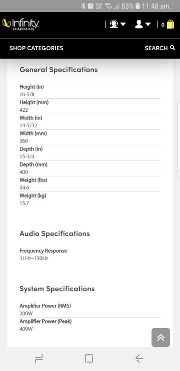 2x Infinity reference R10 subwoofer(s) - Stereo, Home Cinema ...