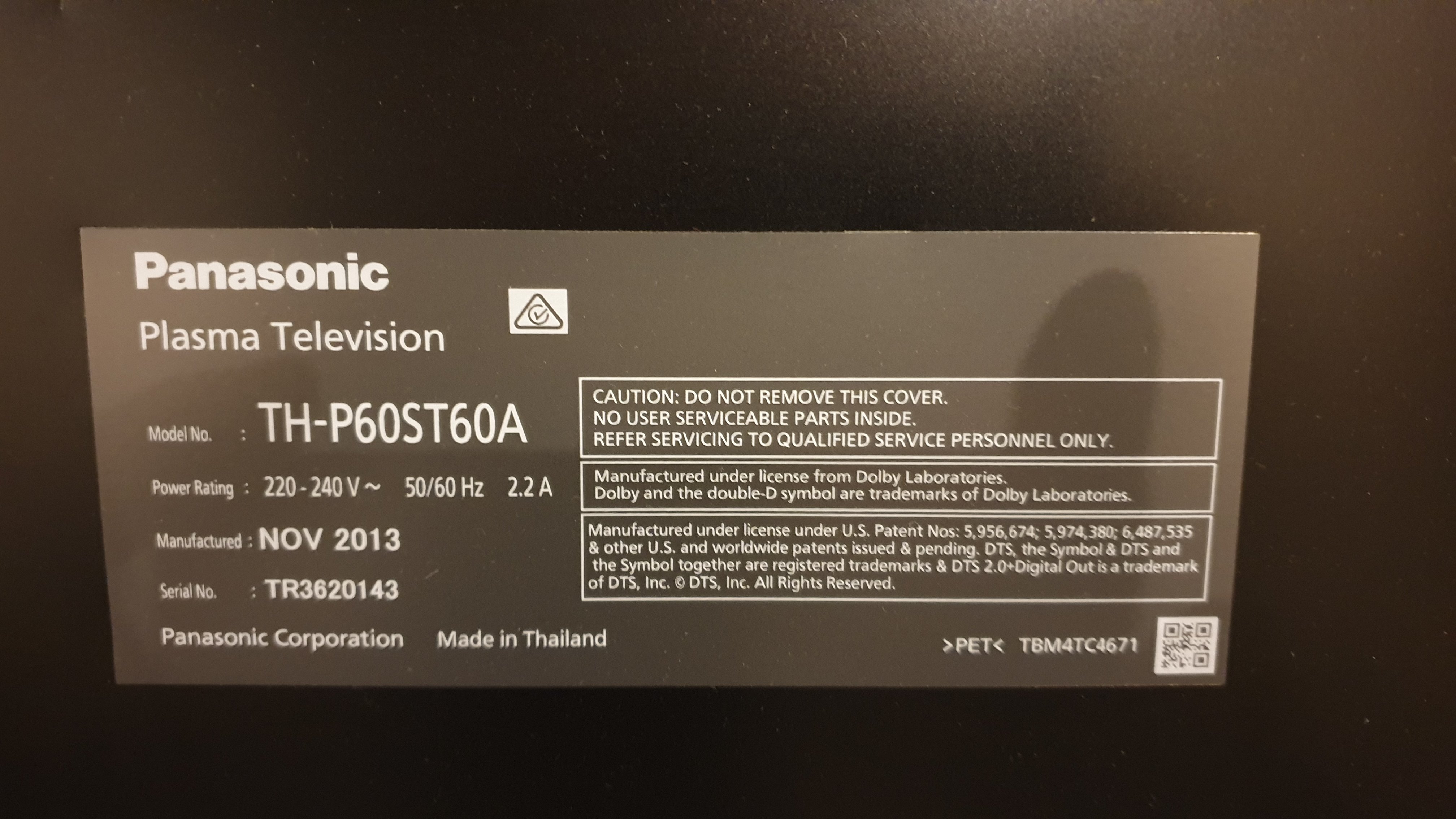 FS: Panasonic ST60 60" Plasma TV P60ST60A - Hi-Fi and Cinema Cables ...