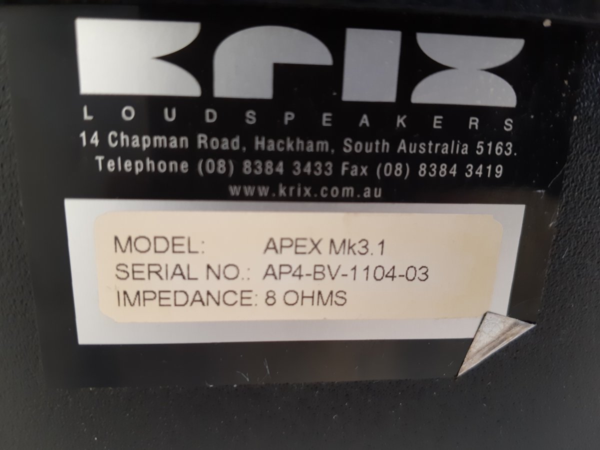 SOLD: Krix Apex Mk3.1 Speakers - Stereo, Home Cinema, Headphones ...