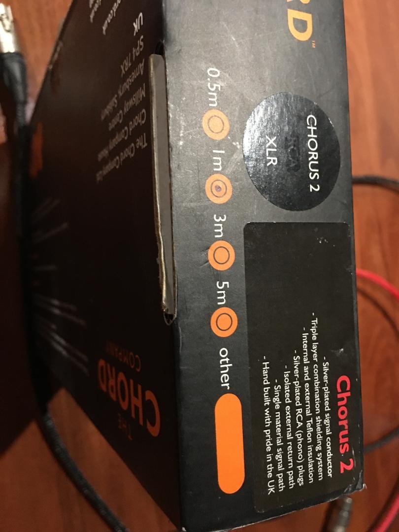 SOLD: FS: Chord Chorus 2 - XLR Interconnect Cables (3 x 1m pairs ...