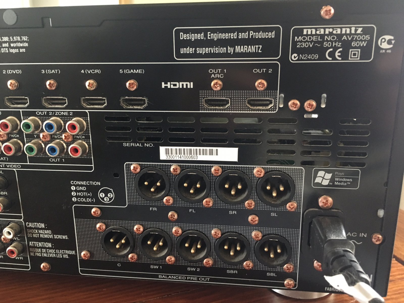 SOLD: FS: Marantz AV7005 Preamp Processor - Hi-Fi and Cinema Cables ...