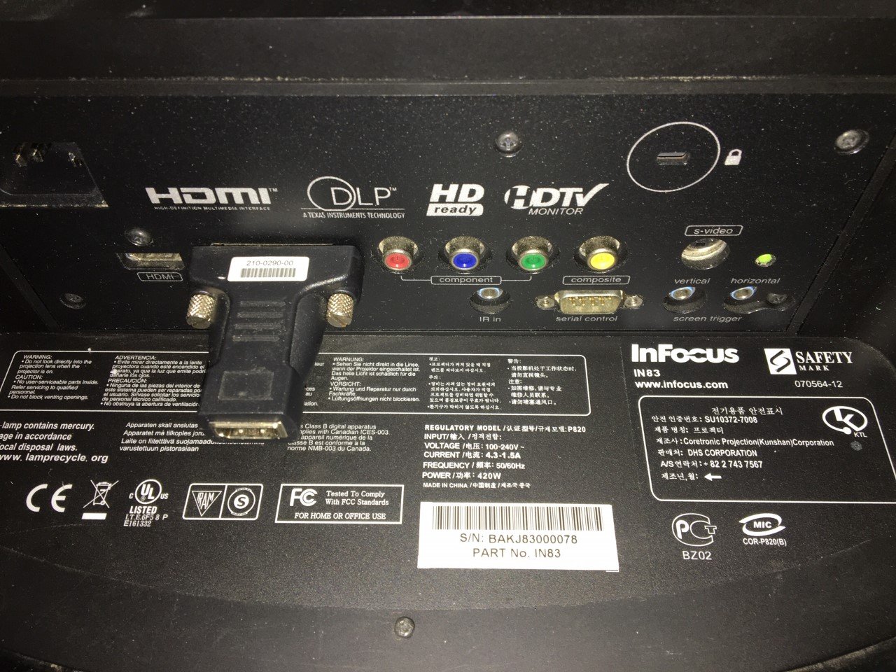 SOLD: FS: InFocus IN83 1080P Projector (2009) - Hi-Fi and Cinema Cables ...
