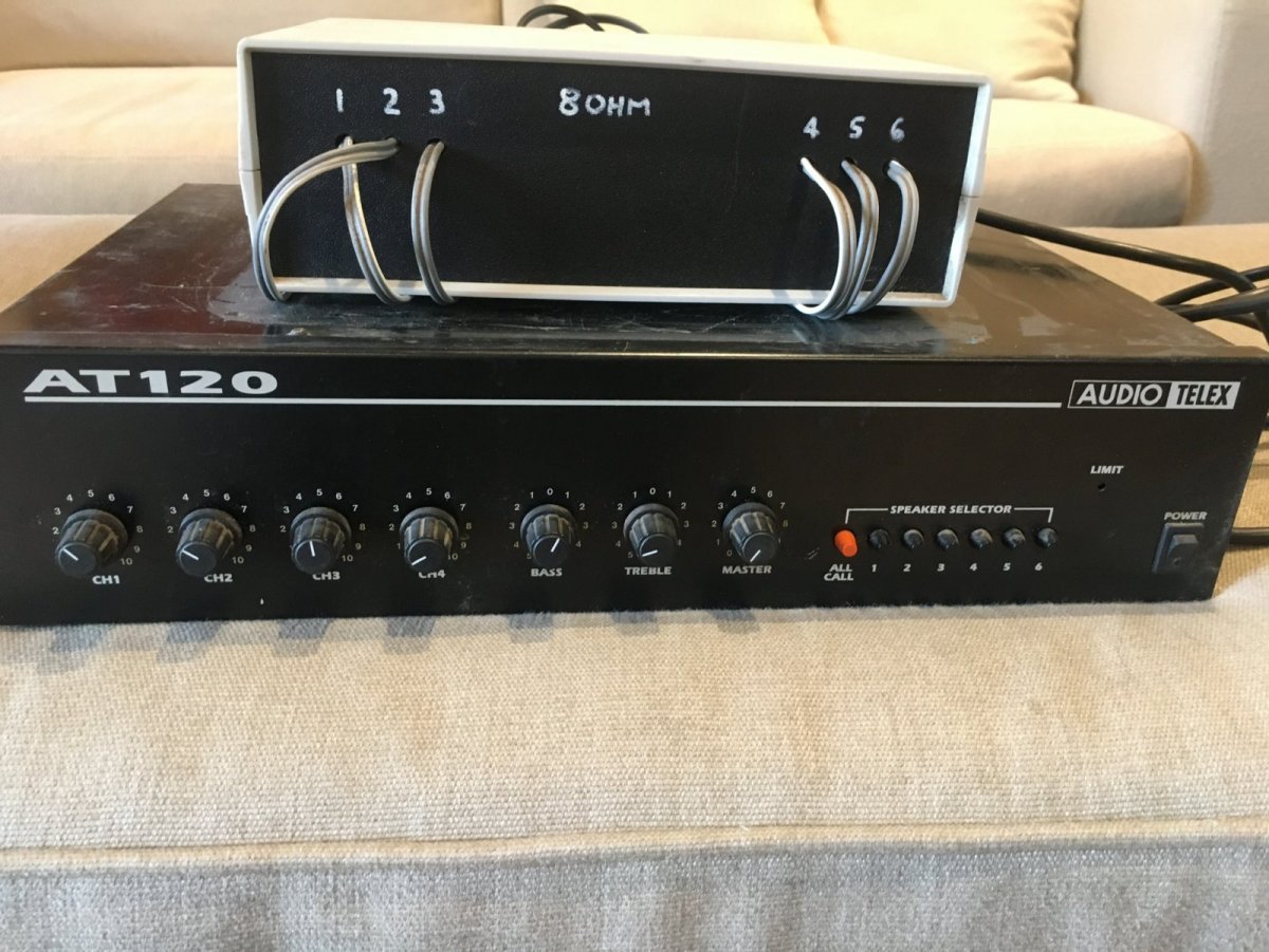 SOLD: FS: audio telex at120 6 sp4aker amp and distribution box - Stereo ...