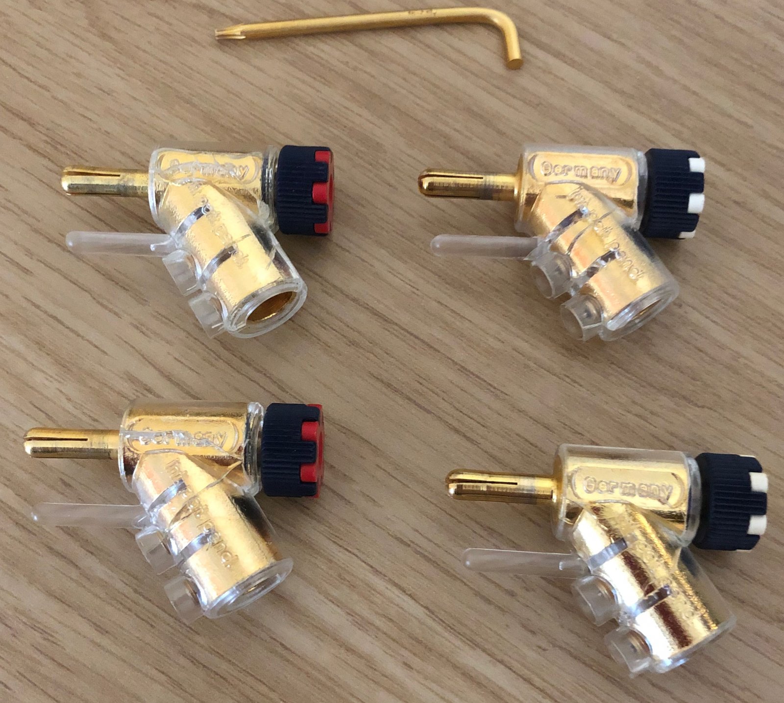 SOLD: FS: WBT-0645 cu Classic Banana plug with Safety-Pin, angled - (4 pcs) |﻿ Stereo, Home ...