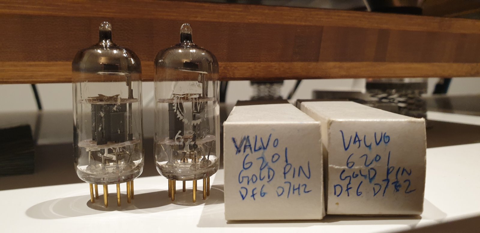 SOLD: SOLD: FS: 2 x Valvo 6201 gold pin disc getter 12AT7 variants ...