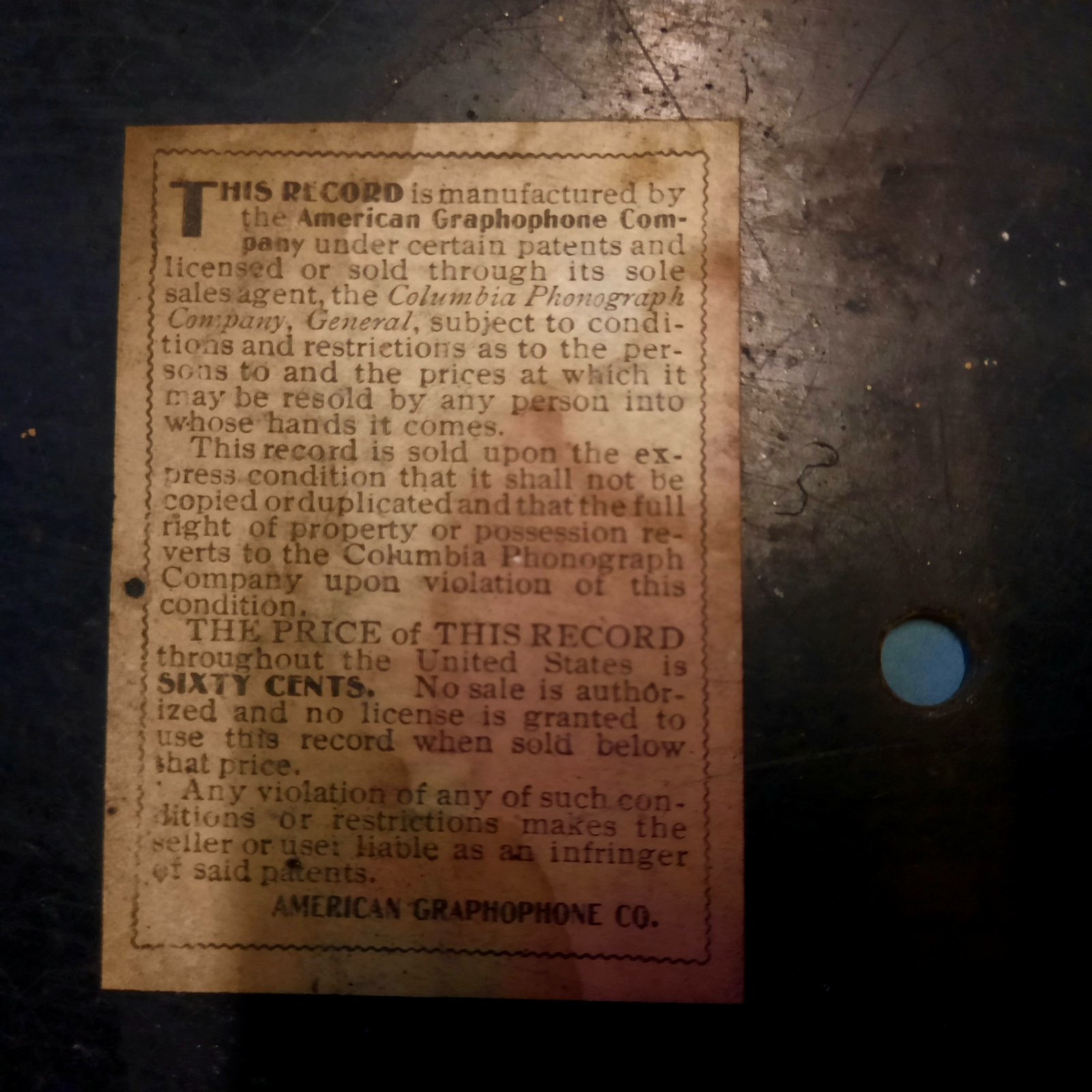 single sided shellac recording from 1909 - Turntables, Record Players ...