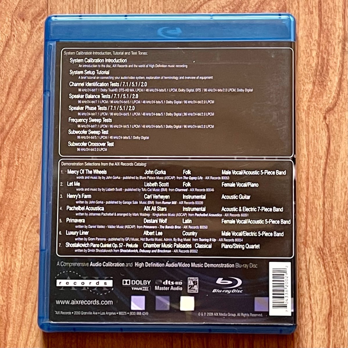 SOLD: FS: AIX Records Blu-Ray Audio Calibration Disc and HD Music ...