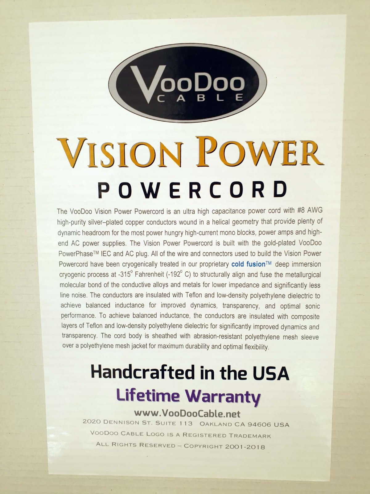 SOLD: Withdrawn: Voodoo VISION POWER Powercord 5ft length AU plugs - Hi ...
