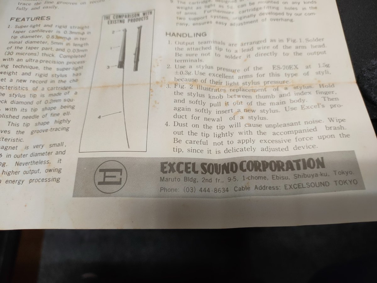 FS: Excel ES-70EX Cartridge NOS |﻿ Hi-Fi and Cinema Cables & Accessories