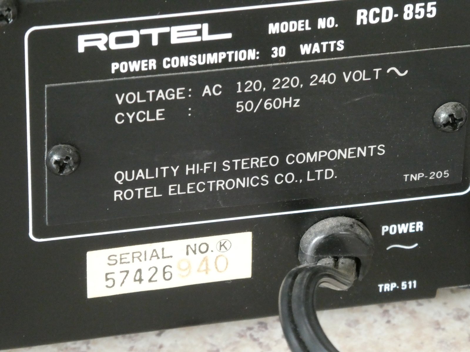 FS: Rotel RCD 855 CD Player - Stereo, Home Cinema, Headphones ...