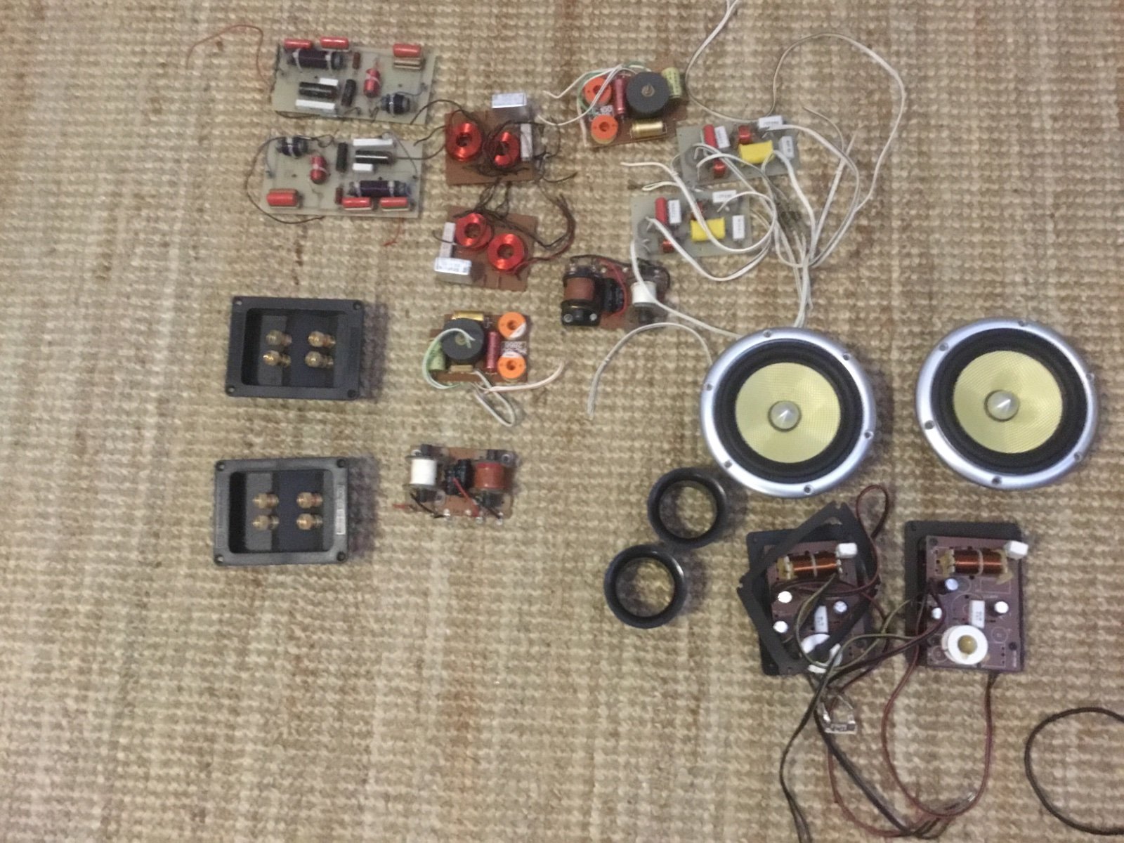 Speaker crossovers and drivers from tdl bookshelf , kef, various sonab ...