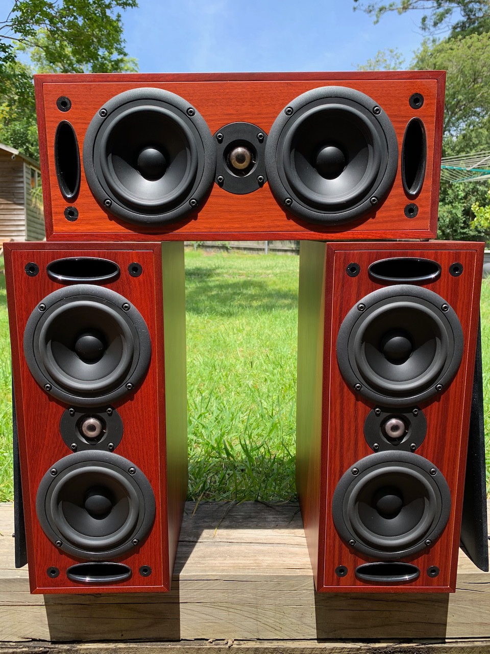 FS: Krix Acoustix Mk1 & Graphix Mk1 L+C+R Speakers in Atlantic Jarrah ...