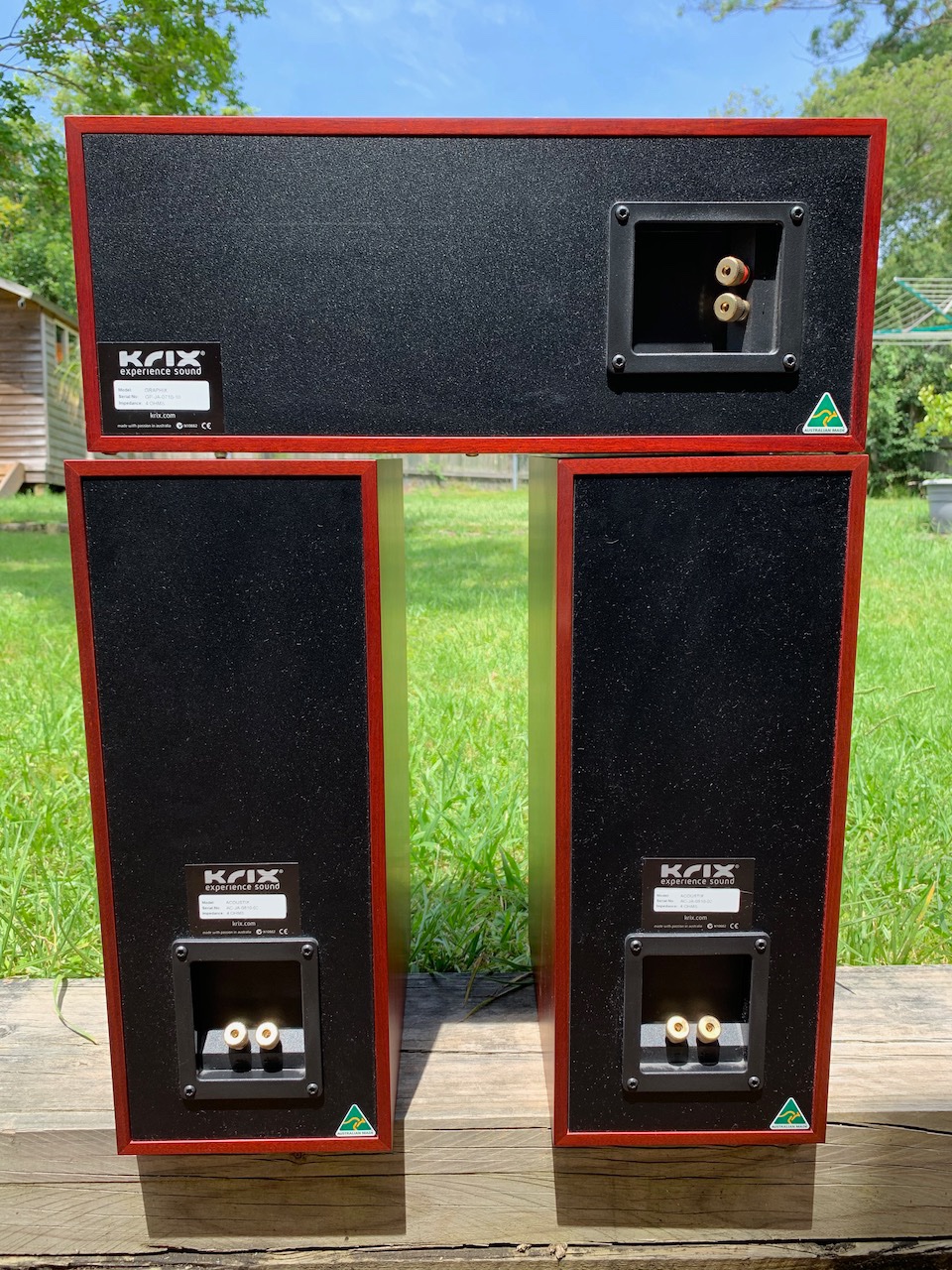 FS: Krix Acoustix Mk1 & Graphix Mk1 L+C+R Speakers in Atlantic Jarrah ...