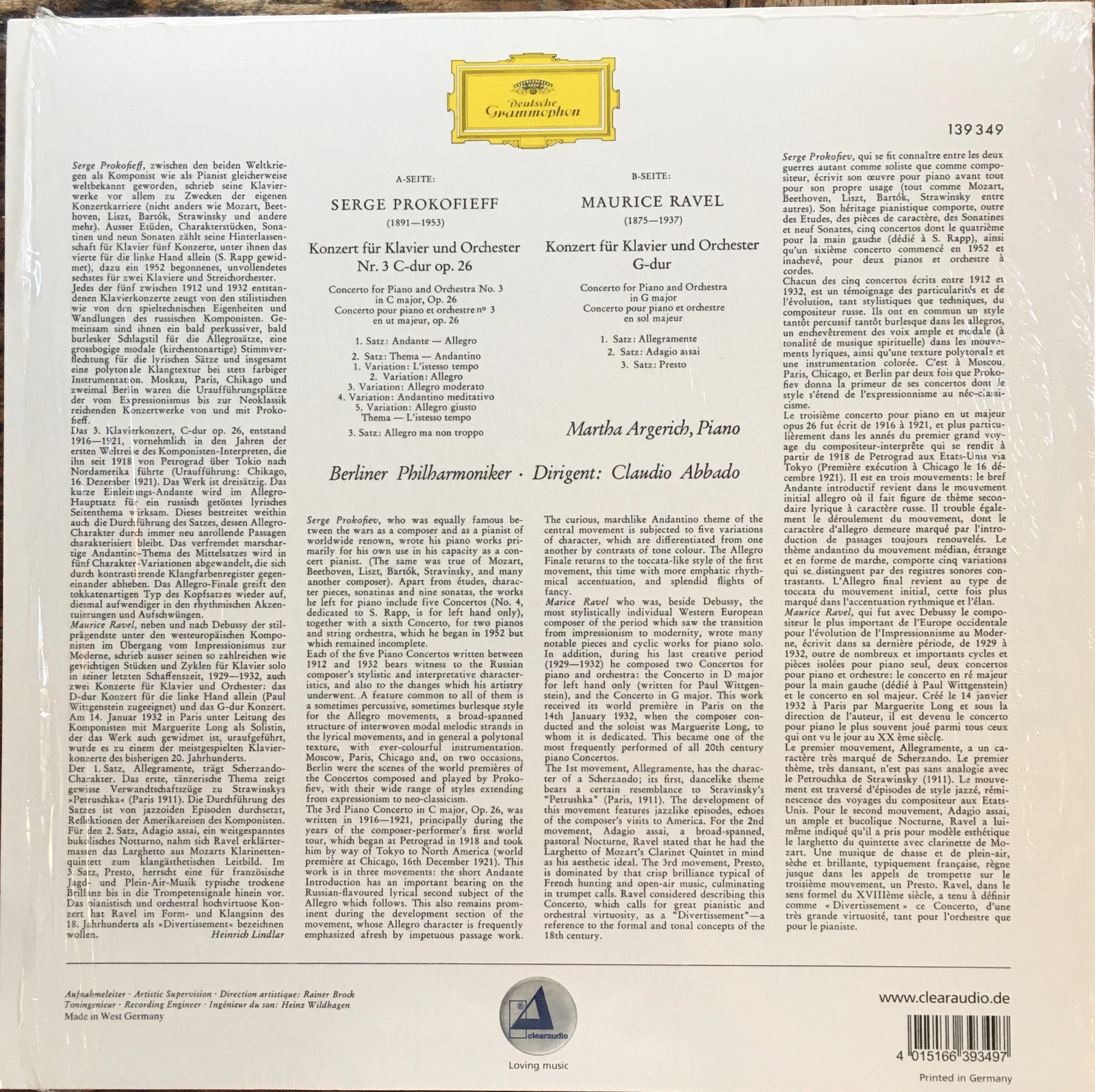 Martha Argerich Prokofieff & Ravel Piano Concertos 180g LP - Vinyl, CD, and Blu-ray - StereoNET