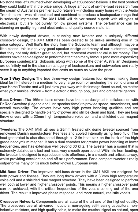 Subsonic XM1 speaker specifications - Speakers, Soundbars and ...