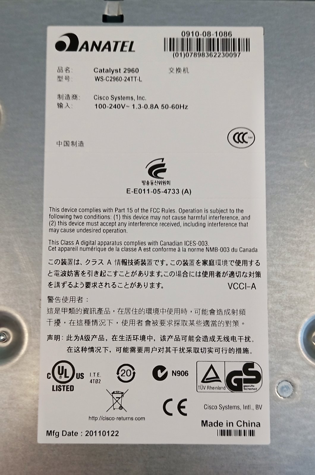 SOLD: FS: Cisco Catalyst CS2960 24TTL 10/100 2 1000BT LAN ...