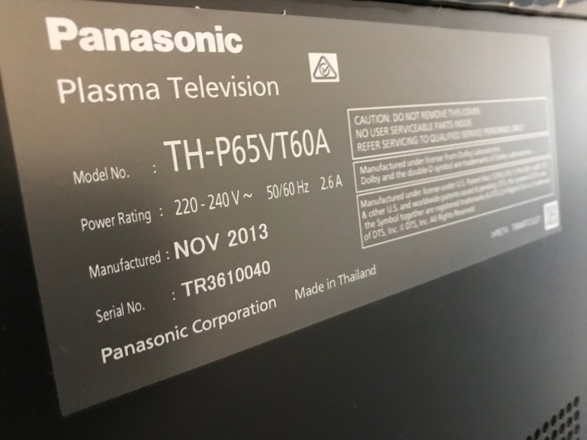 SOLD: FS: Panasonic VT60 TH-P65VT60A 65" (165cm) Full HD Plasma ...