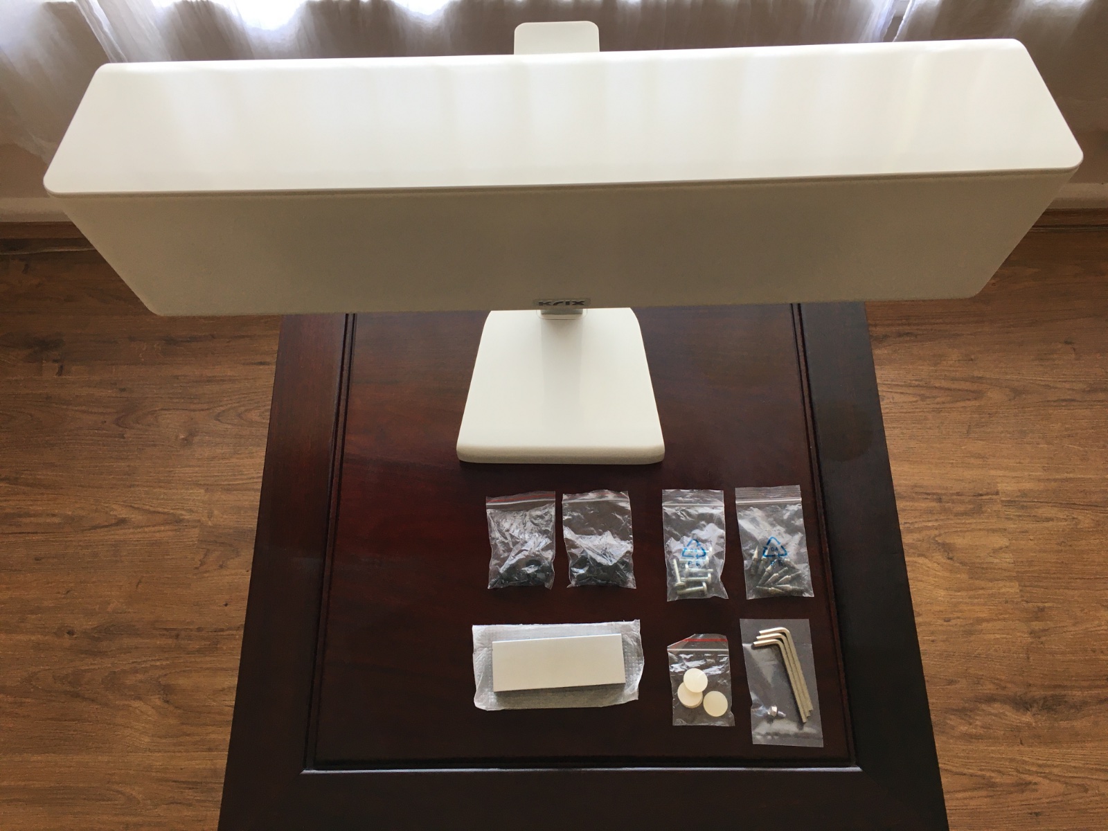 Krix Tryptix x 3 (left, right and center). Speakers include wall mounts ...