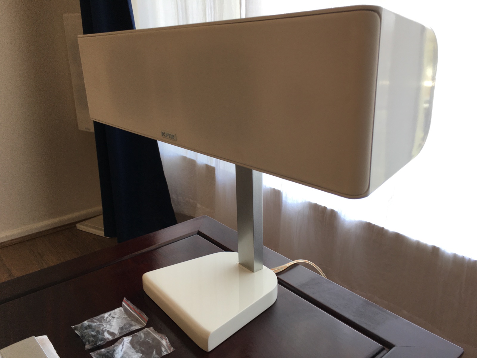 Krix Tryptix x 3 (left, right and center). Speakers include wall mounts ...