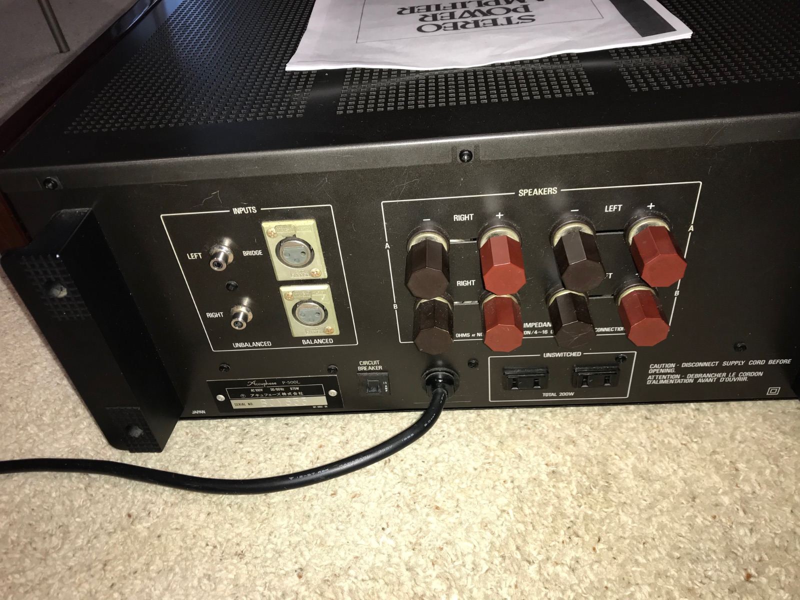 FS: Accuphase p500L power amplifier 240V 5–60HZ - Stereo, Home Cinema ...