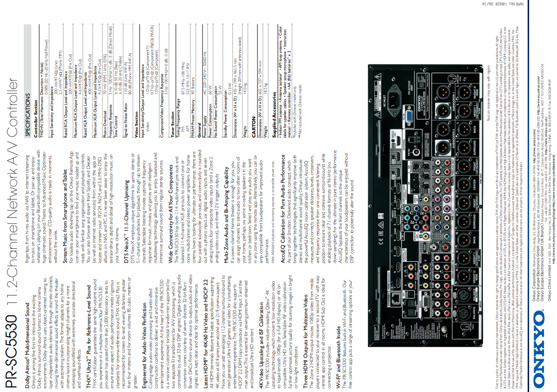 Onkyo PR-SC5530 AV Processor - 11.2-Channel Network A/V Controller ...