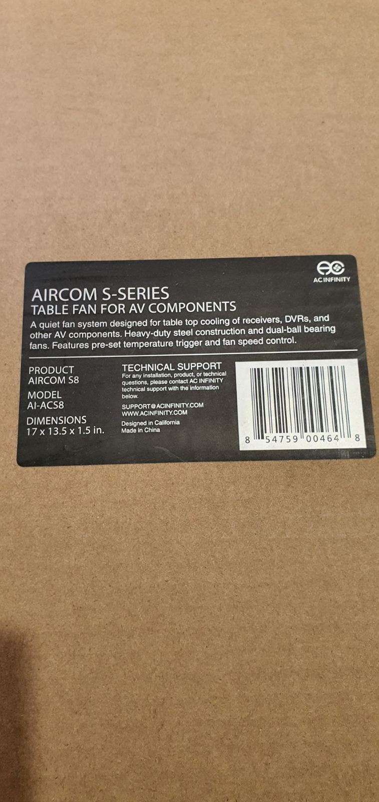 Aircom S8 Table Fan for AV components - Hi-Fi and Cinema Cables ...