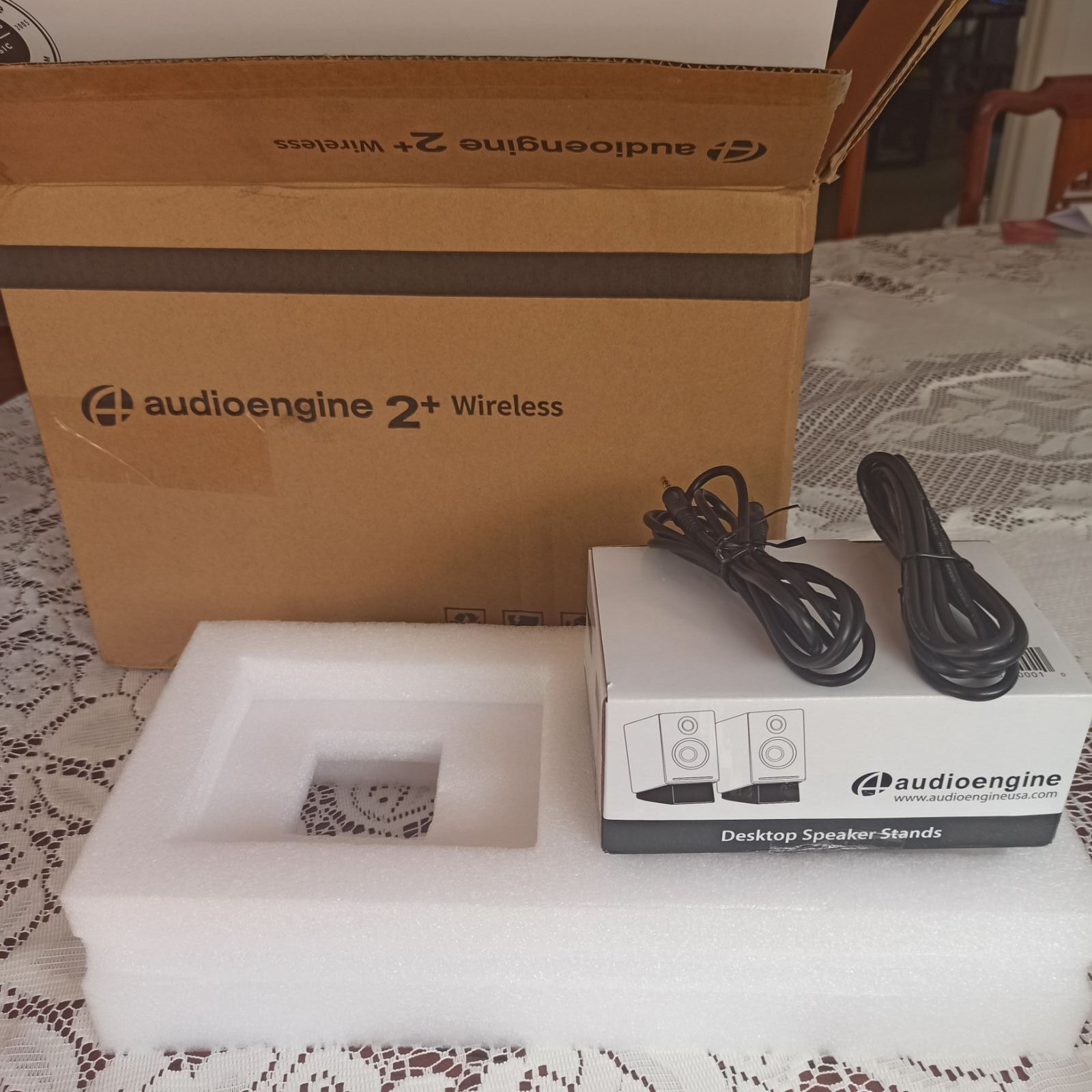 SOLD - Audioengine 2+ Wireless Desktop Speakers Black + Stand - Stereo ...
