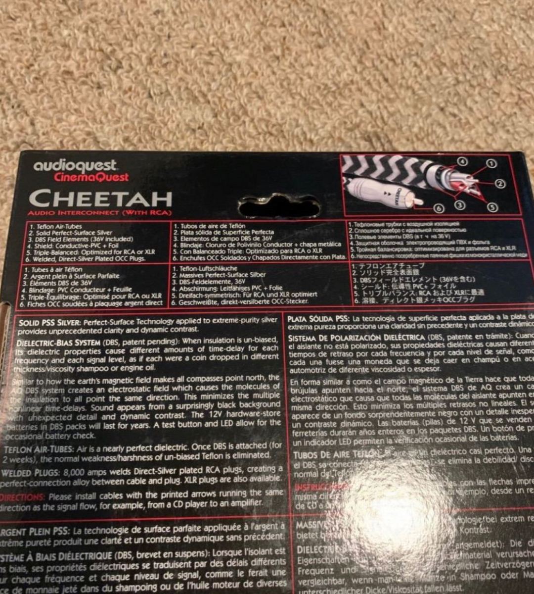 FS: Audioquest Cheetah RCA cable 1m(solid silver conductors) - Hi-Fi ...