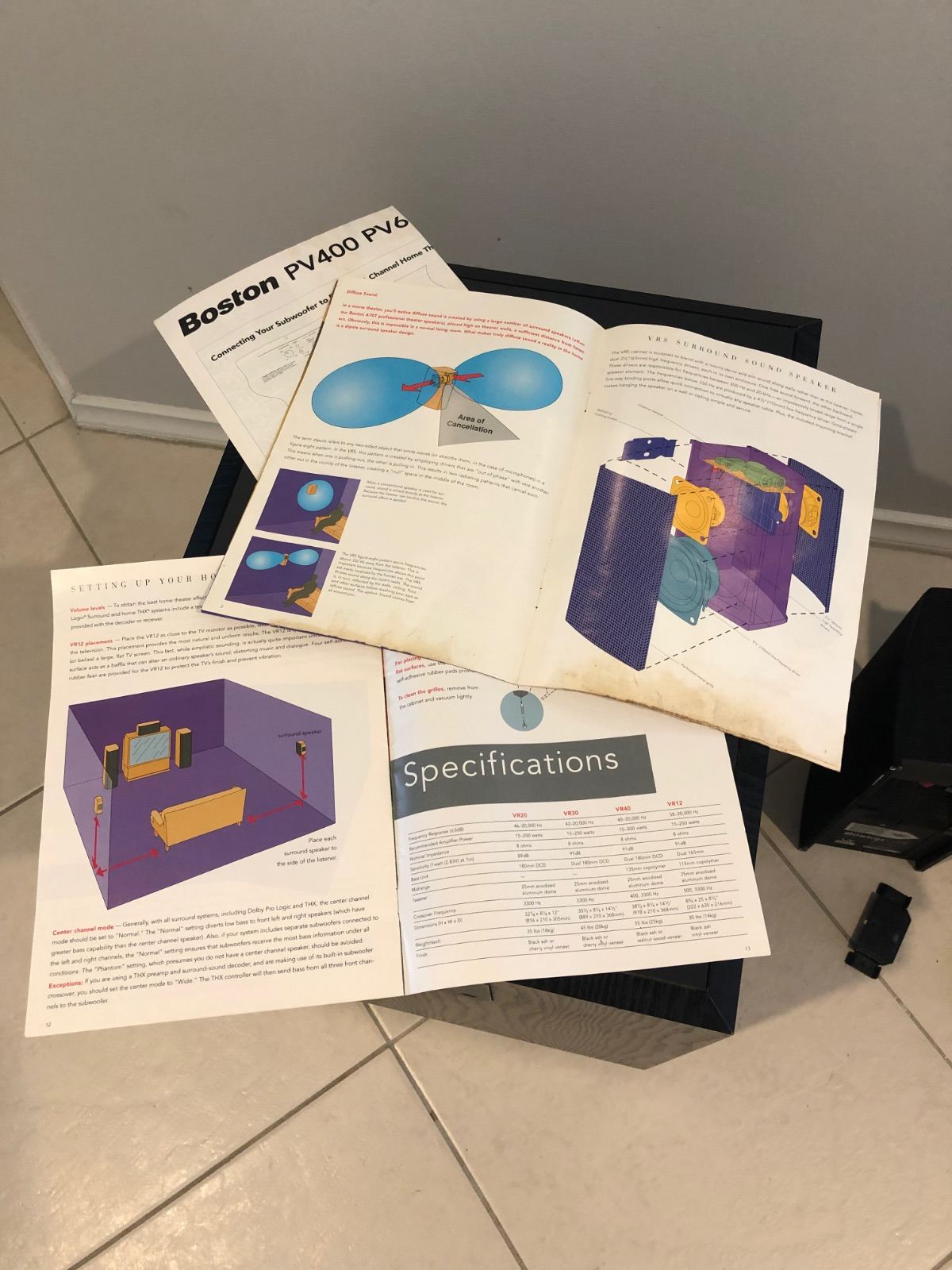 Boston Acoustic VR12 centre speaker, VRS surrounds, & PV800 sub ...