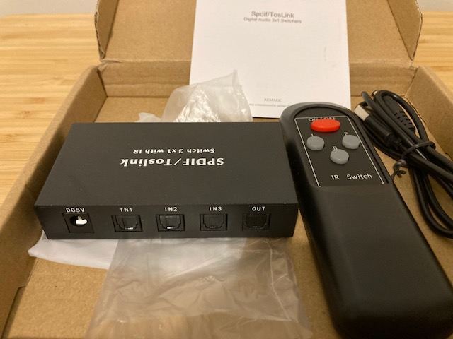 Digital Optical Audio Switcher 3x1 SPDIF Toslink Switch Box with IR ...
