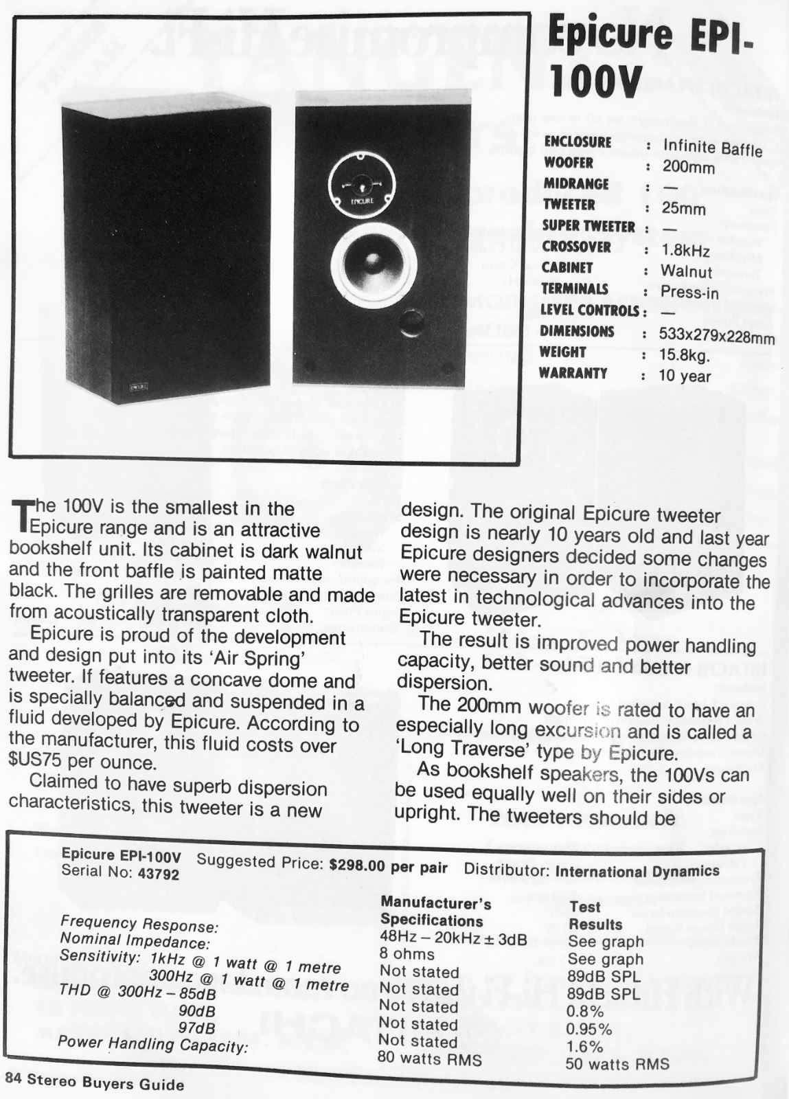 FS: Epicure EPI 100v bookshelf speakers - Stereo, Home Cinema ...