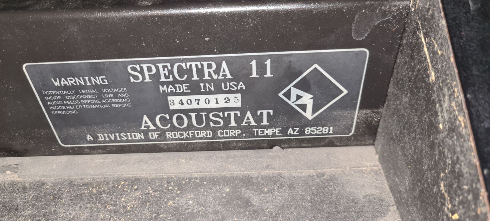 Acoustat Spectra 11 Electrostatic Loudspeakers only pair available for ...