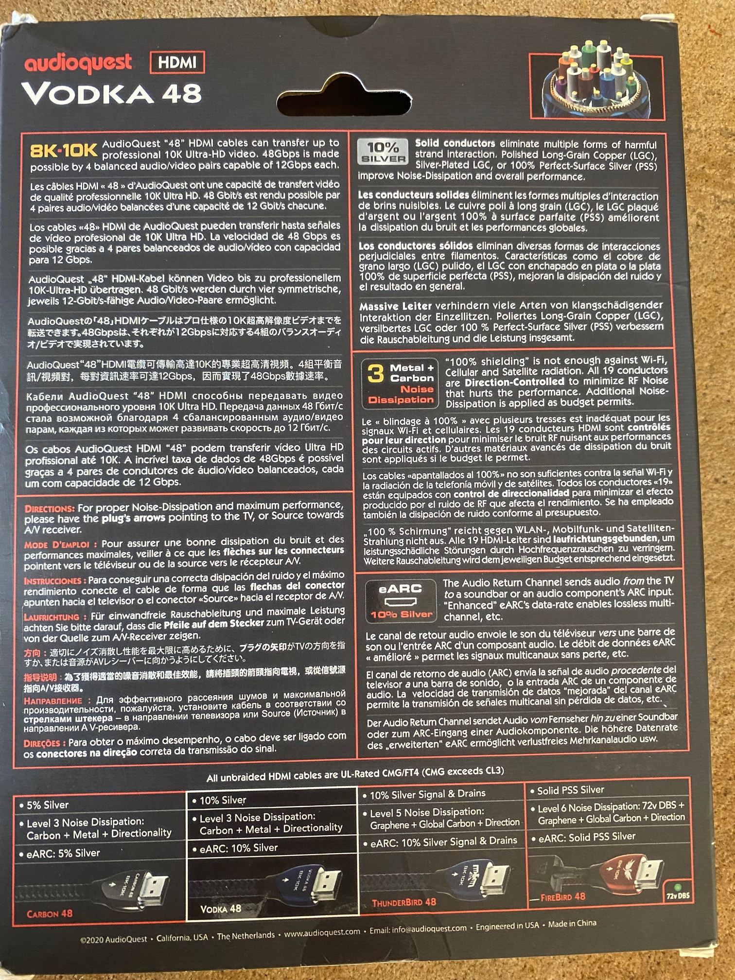 audioquest Vodka 48 2 Meters |﻿ Hi-Fi and Cinema Cables & Accessories