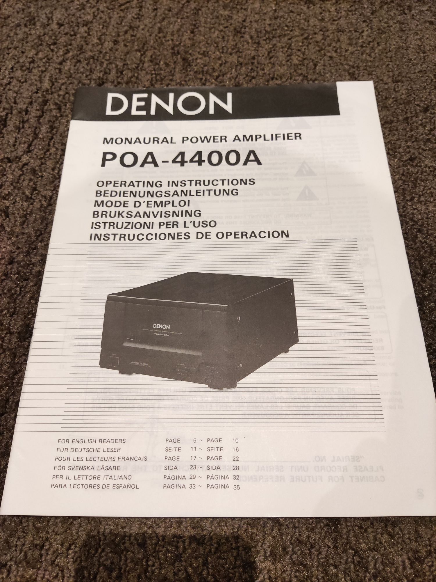 Denon POA-4400A Monaural Power Amplifiers(1 pair) - Stereo, Home Cinema ...