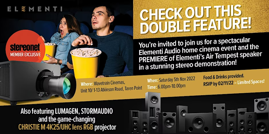 SYDNEY - Elementi Audio Cinema Premiere and More! - Local Get Togethers & Store Events (AU ...