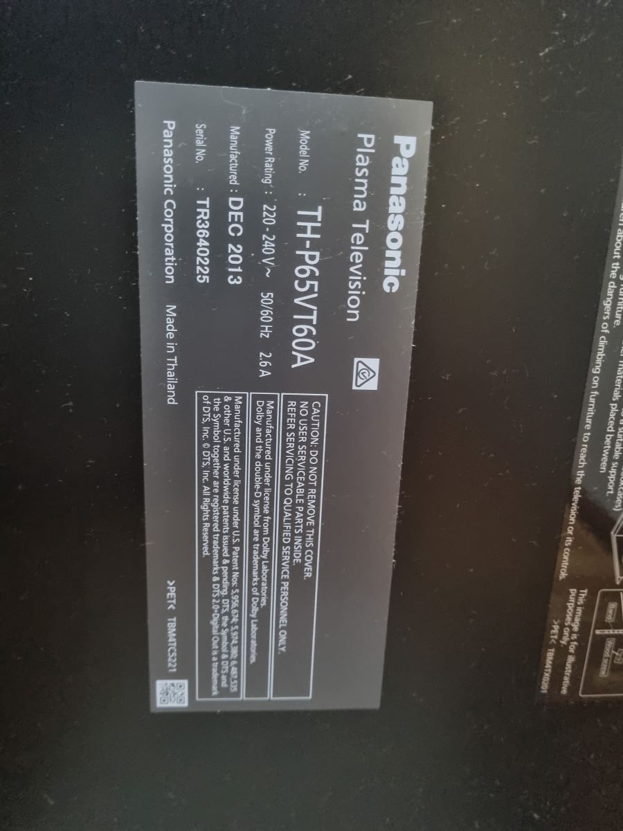 Panasonic VT60 TH-P65VT60A 65" Full HD Plasma TV |﻿ Stereo, Home Cinema ...