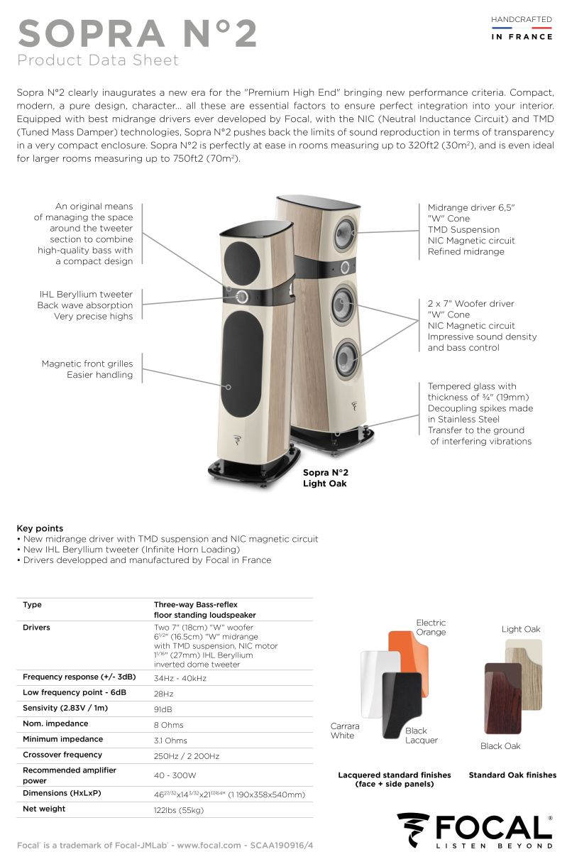 Focal Sopra No.2 Speakers Sopra 2 Light Oak - Stereo, Home Cinema ...