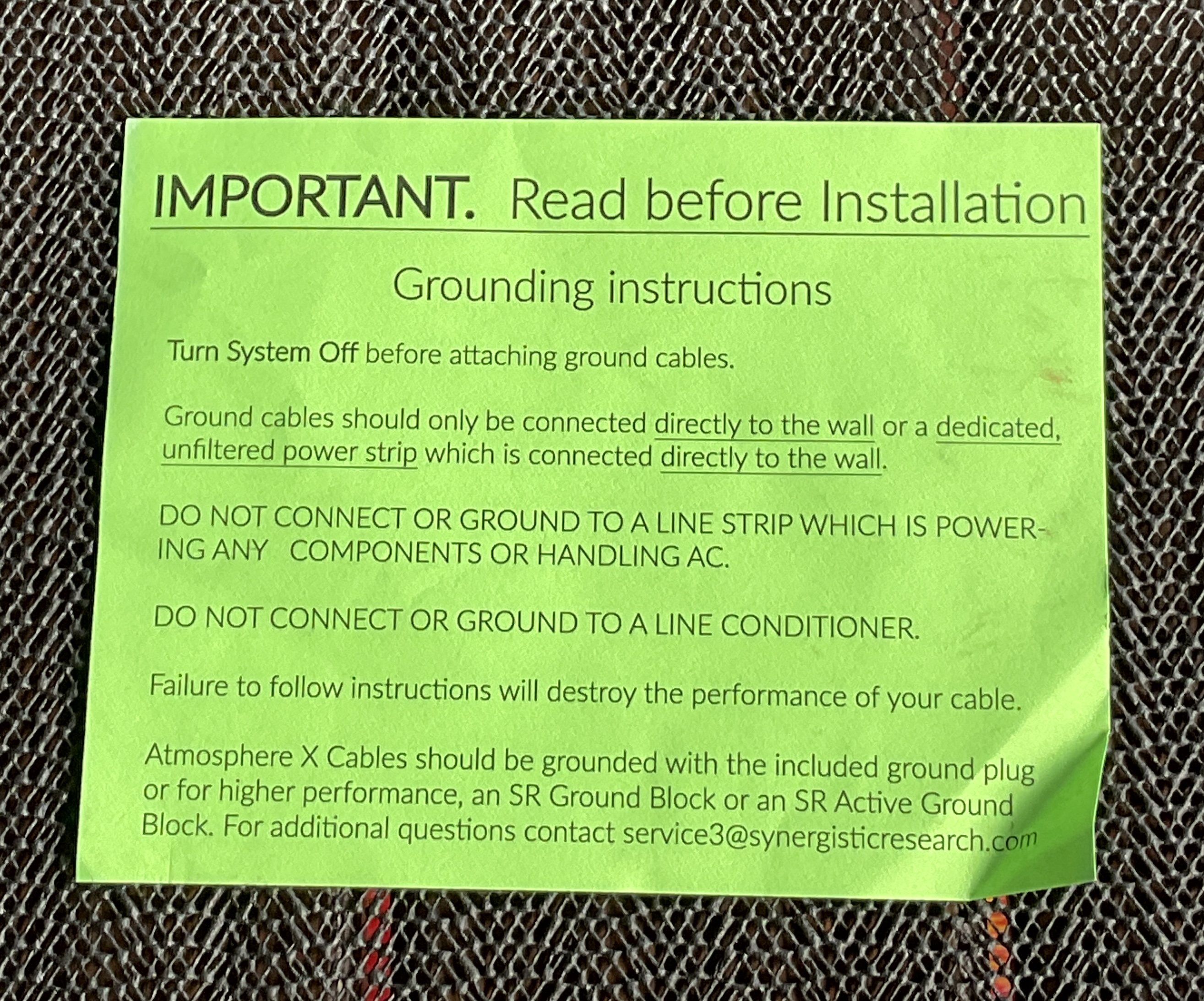 Synergistic Research Ground Block |﻿ Hi-Fi and Cinema Cables & Accessories