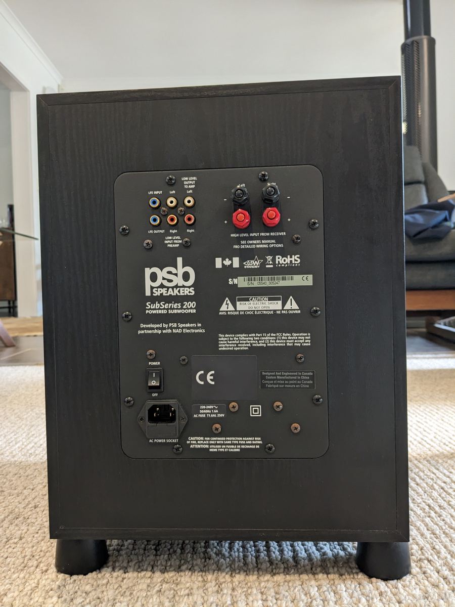 SOLD ELSEWHERE: PSB SubSeries 200 Active Subwoofer, 10 driver - Stereo ...
