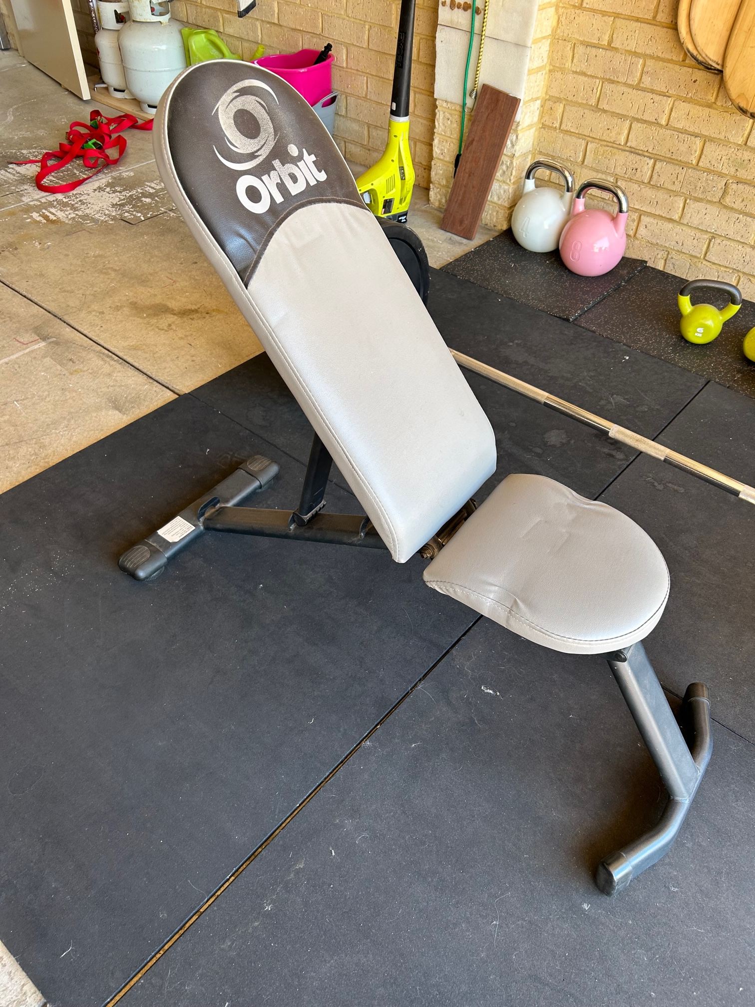 SOLD ELSEWHERE: SOLD: GYM EQUIPMENT: BAR: RUBBER BUMP PLATES: RACK ...