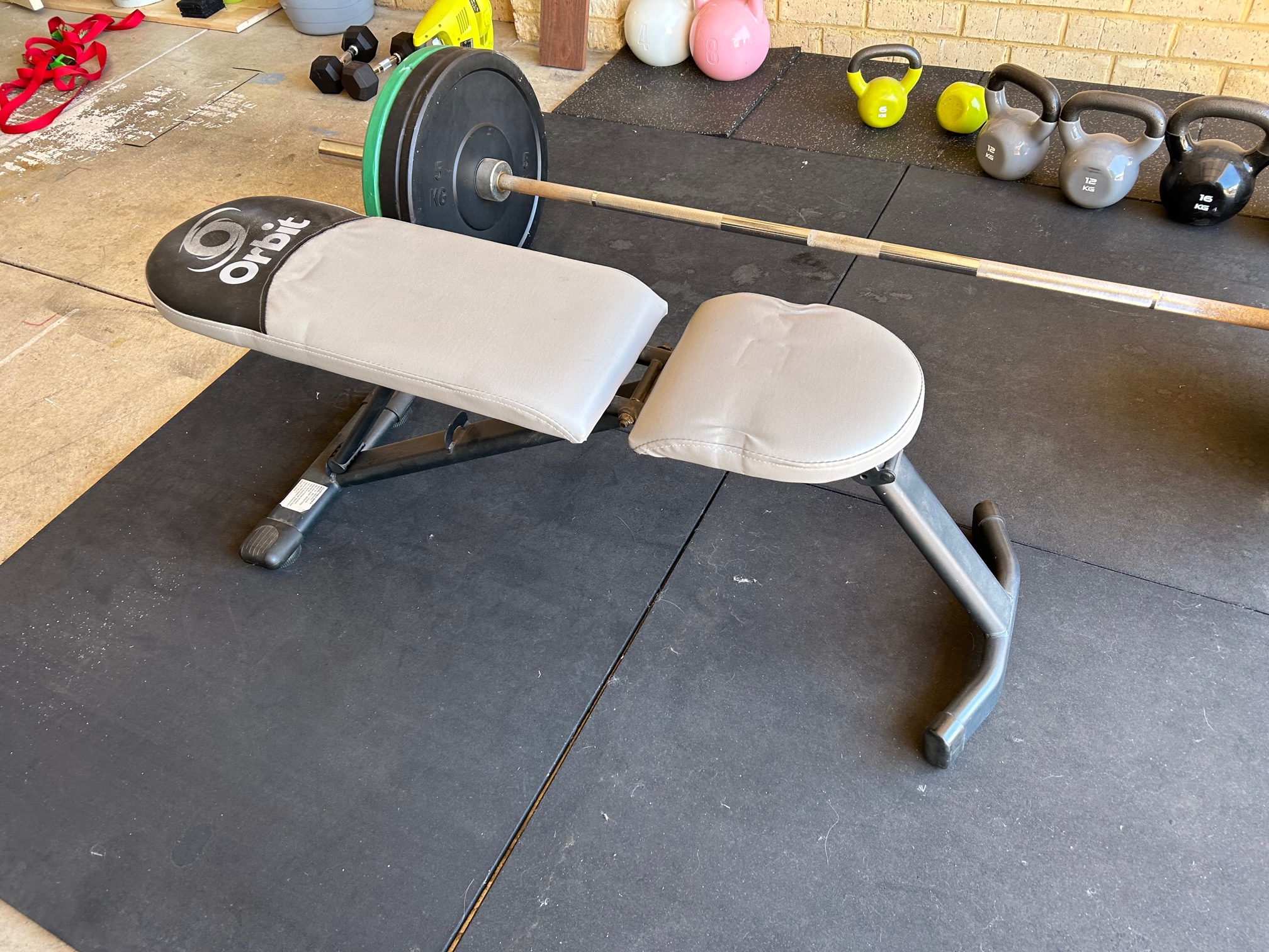 SOLD ELSEWHERE: SOLD: GYM EQUIPMENT: BAR: RUBBER BUMP PLATES: RACK ...