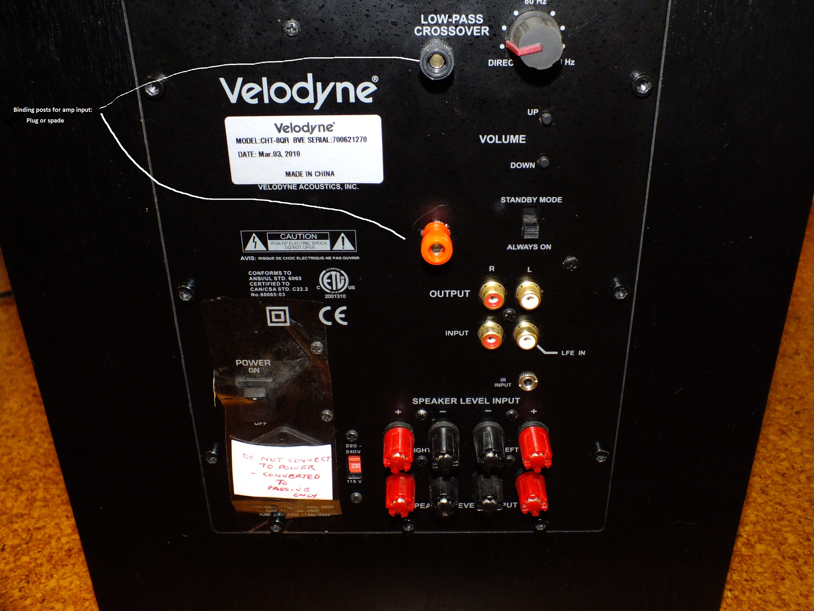 Velodyne Sub plus Allan Mono Amp - Stereo, Home Cinema, Headphones ...