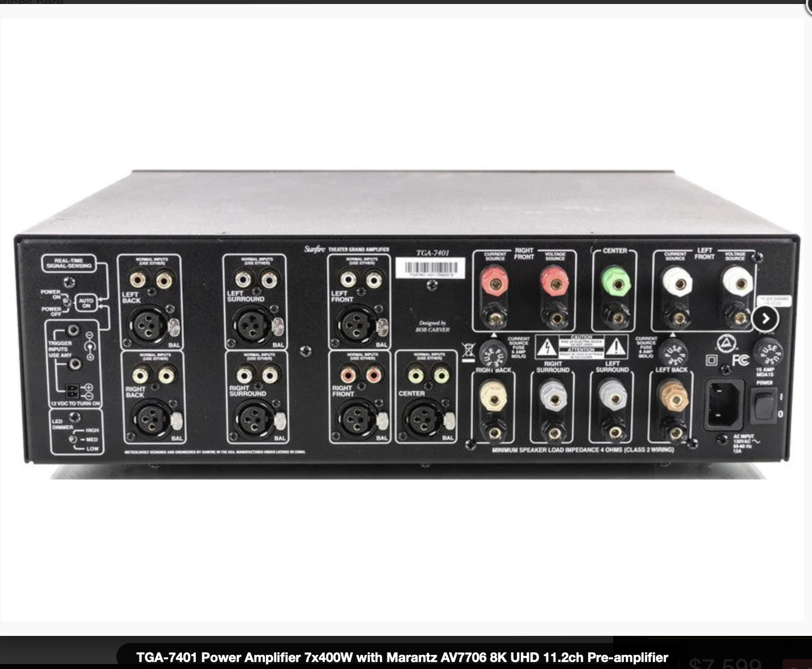 Sunfire TGA-7401 Power Amplifier 7x400W - Stereo, Home Cinema ...