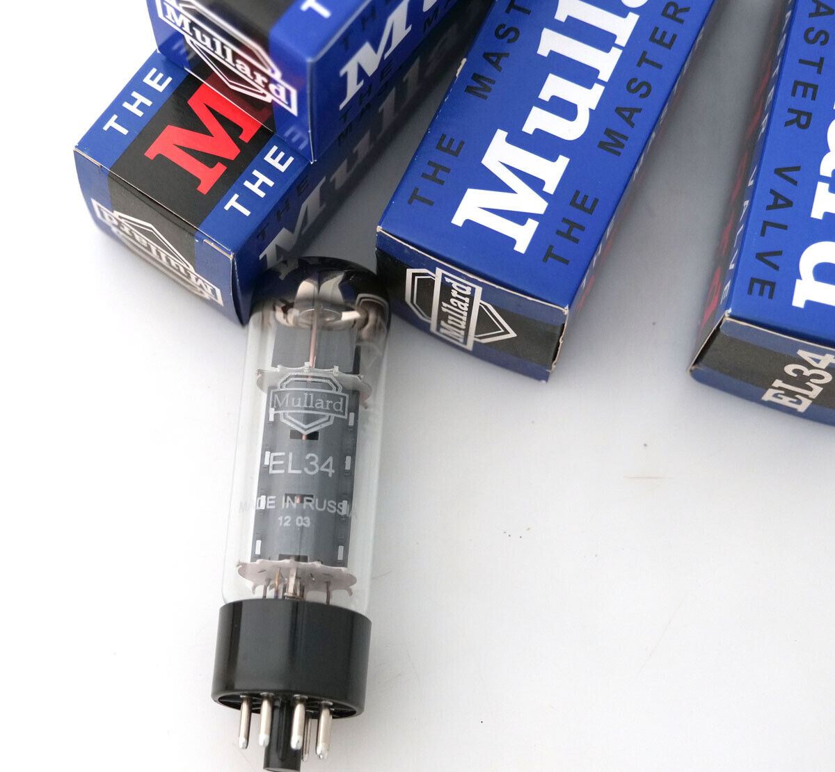 Matched Quad(4) Mullard re-issue EL34 tubes - new old stock - Hi-Fi and Cinema Cables ...