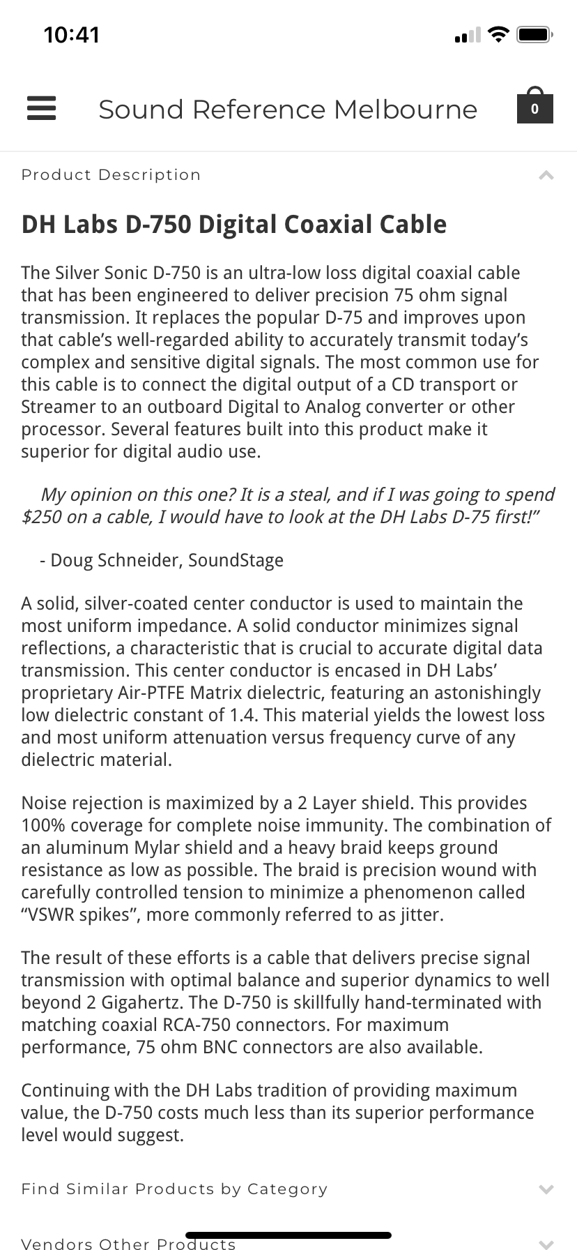 silver sonic D-750 digital coax cable |﻿ Hi-Fi and Cinema Cables ...